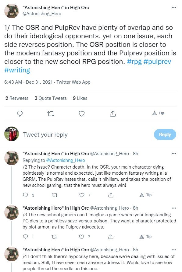 Pulp stories and character death — With Both Hands